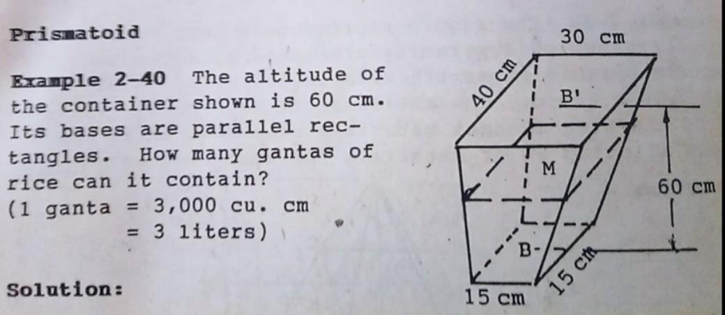 Solved Prismatoid 30 cm 40 cm 1 В! - Example 2-40 The | Chegg.com