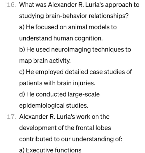 Solved What was Alexander R. ﻿Luria's approach to studying | Chegg.com
