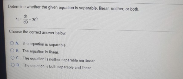 Solved Determine whether the given equation is separable, | Chegg.com