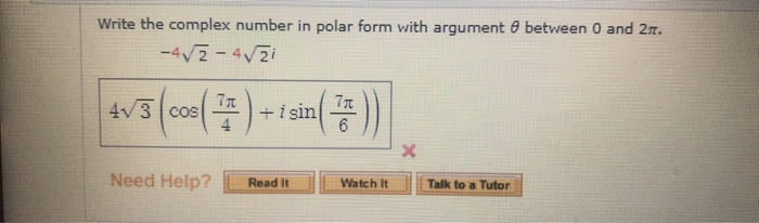 Solved Write the complex number in polar form with argument | Chegg.com