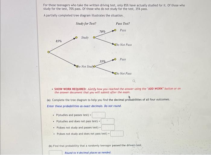 Solved For those teenagers who take the written driving | Chegg.com