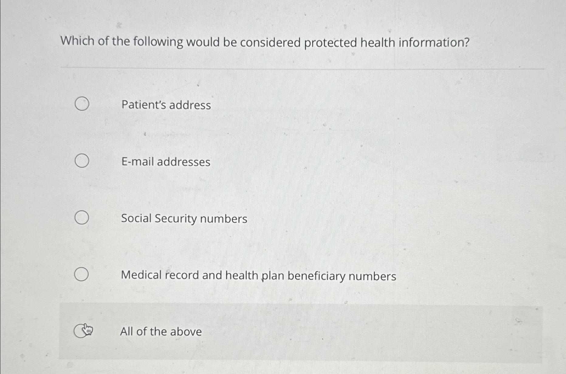 Solved Which of the following would be considered protected | Chegg.com
