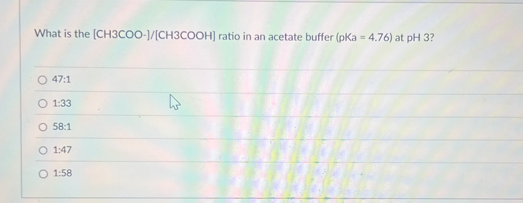 Solved What is the CH3COO -CH3COO H ﻿ratio in an acetate | Chegg.com