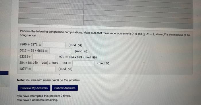 Solved Perform the following congruence computations. Make | Chegg.com