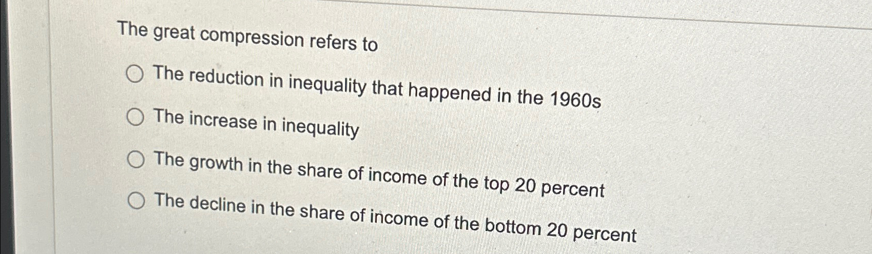 Solved The great compression refers toThe reduction in | Chegg.com