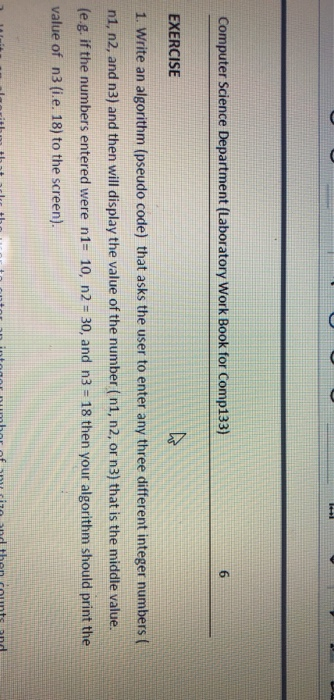 Solved Computer Science Department (Laboratory Work Book for | Chegg.com