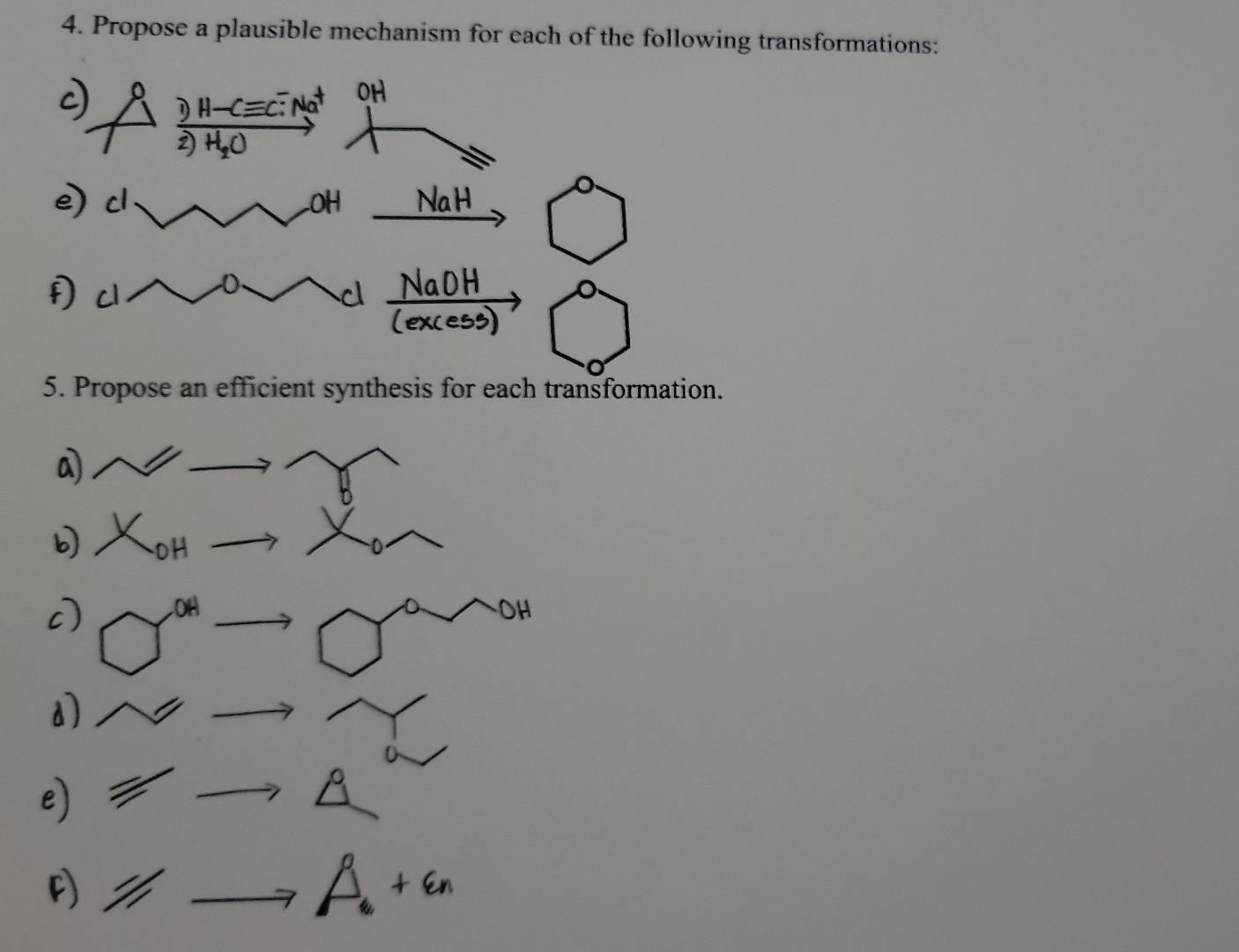 Solved 4. Propose a plausible mechanism for each of the | Chegg.com
