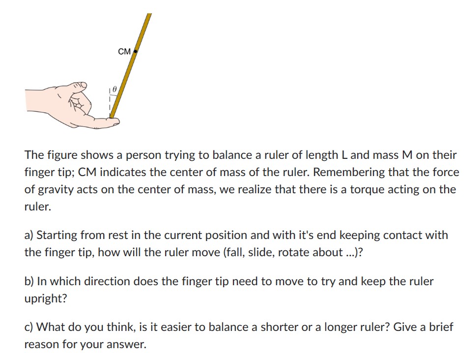 Solved The figure shows a person trying to balance a ruler | Chegg.com