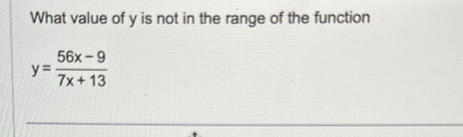 Solved What value of y ﻿is not in the range of the | Chegg.com