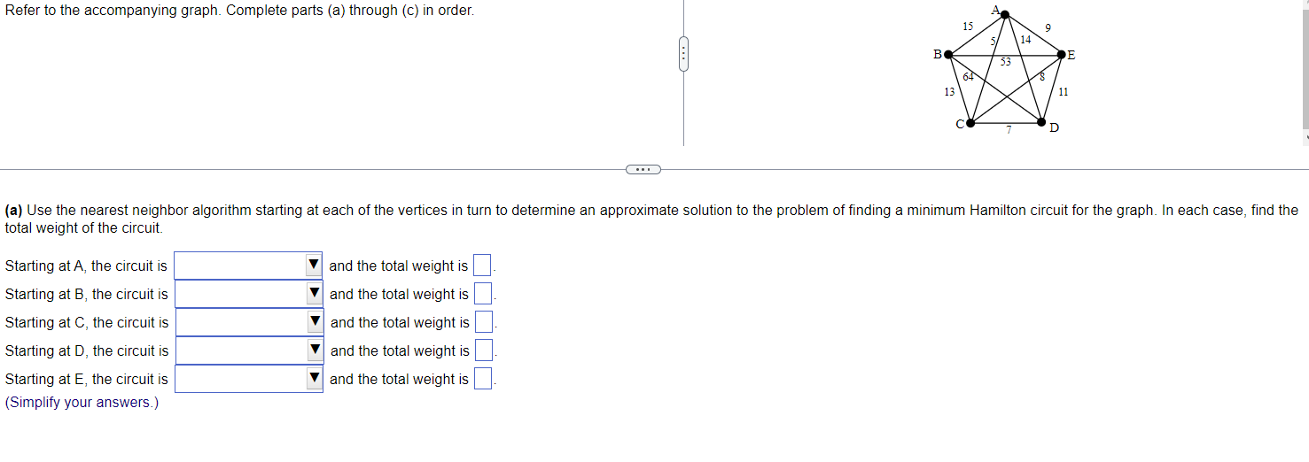 Solved (a) ﻿Use the nearest neighbor algorithm starting at | Chegg.com