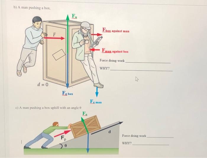 Solved b) A man pushing a box. F Fhox against man Eman | Chegg.com