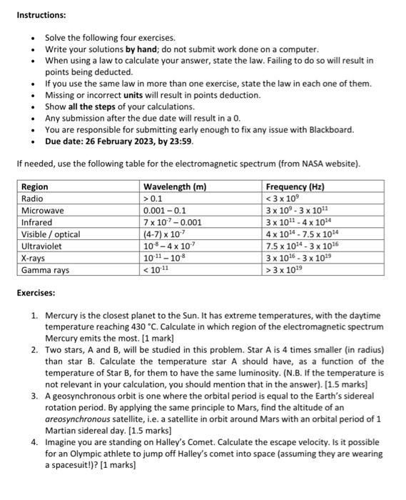 Instructions: - Solve the following four exercises. - | Chegg.com