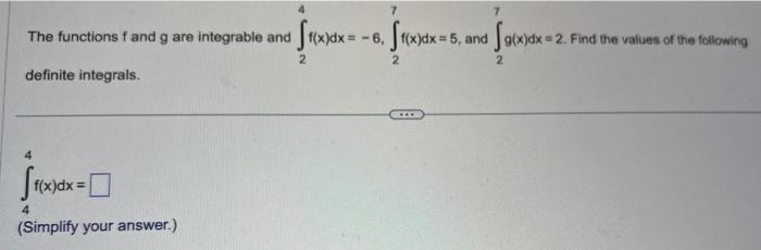 Solved The functions f and g are integrable and | Chegg.com