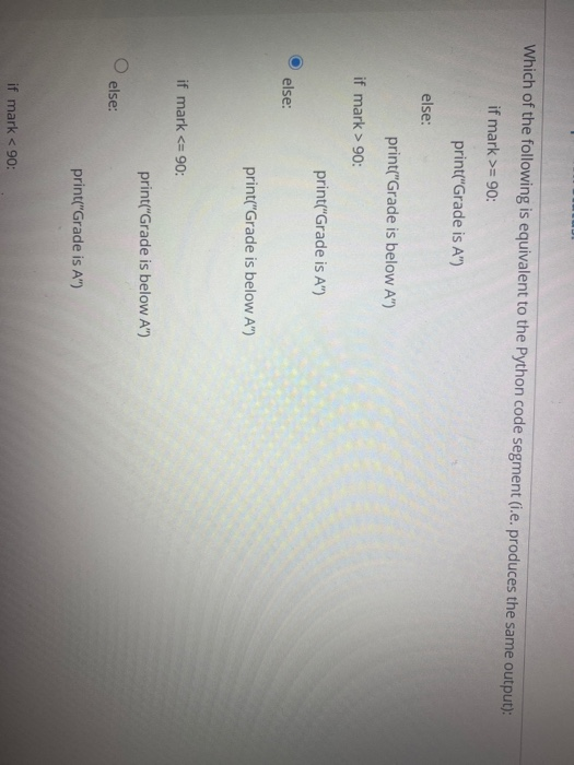 Solved Which of the following is equivalent to the Python | Chegg.com