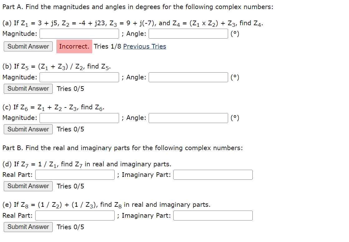 Solved Part A. ﻿Find the magnitudes and angles in degrees | Chegg.com