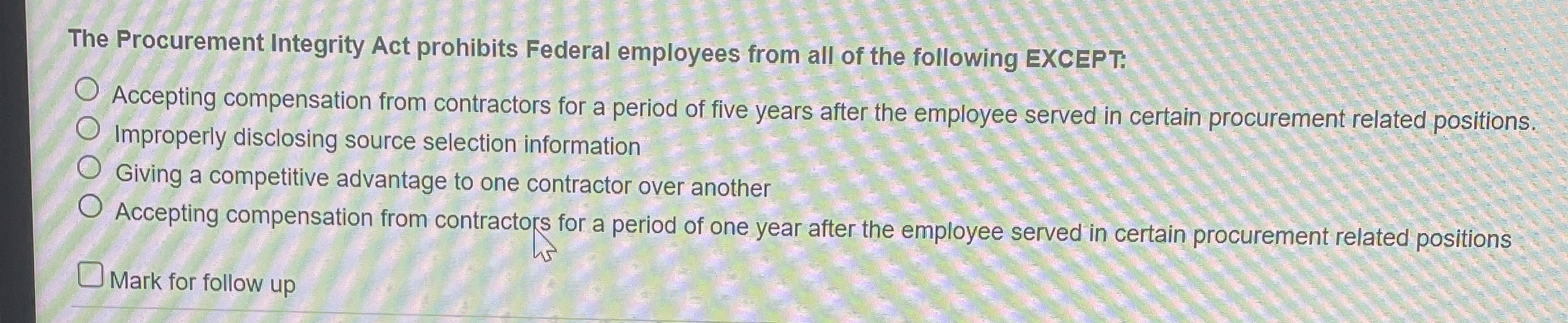 Solved The Procurement Integrity Act prohibits Federal | Chegg.com