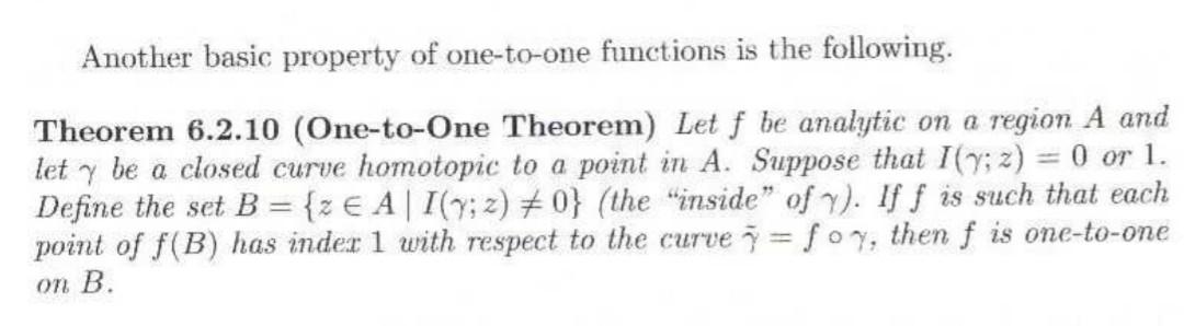 Solved Theorem 6.2.10 (One-to-One Theorem) Let f be analytic | Chegg.com