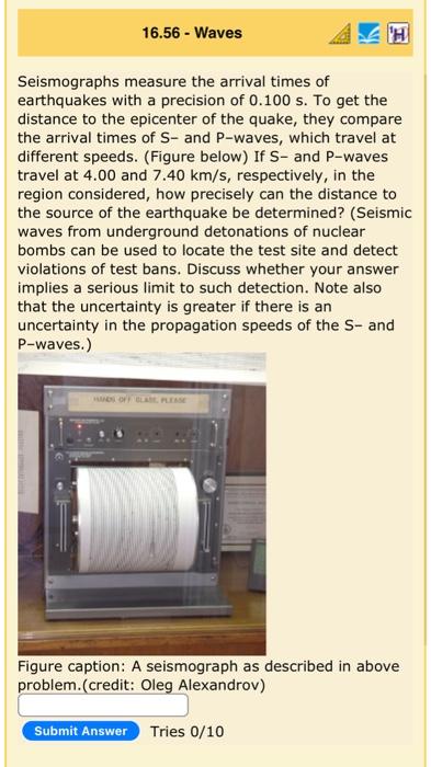 Solved Seismographs Measure The Arrival Times Of Earthquakes