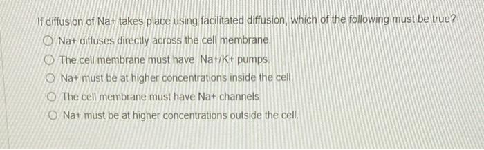 Solved If diffusion of Na+ takes place using facilitated | Chegg.com