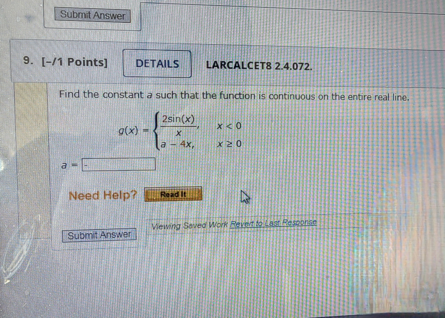 Solved Submit Answer9. [-/1 ﻿Points]LARCALCET8 2.4.072.Find | Chegg.com