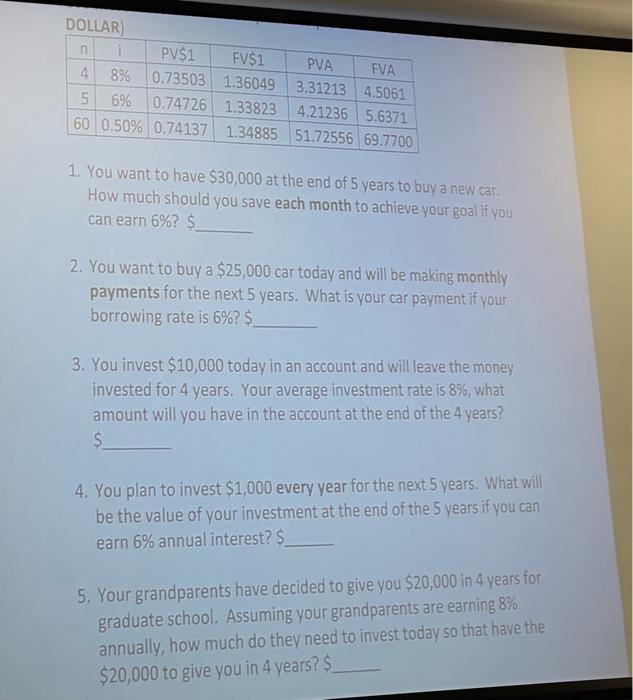 Solved 1. You want to have $30,000 at the end of 5 years to | Chegg.com