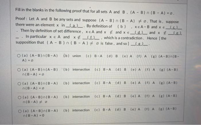 Solved Fill in the blanks in the following proof that for | Chegg.com