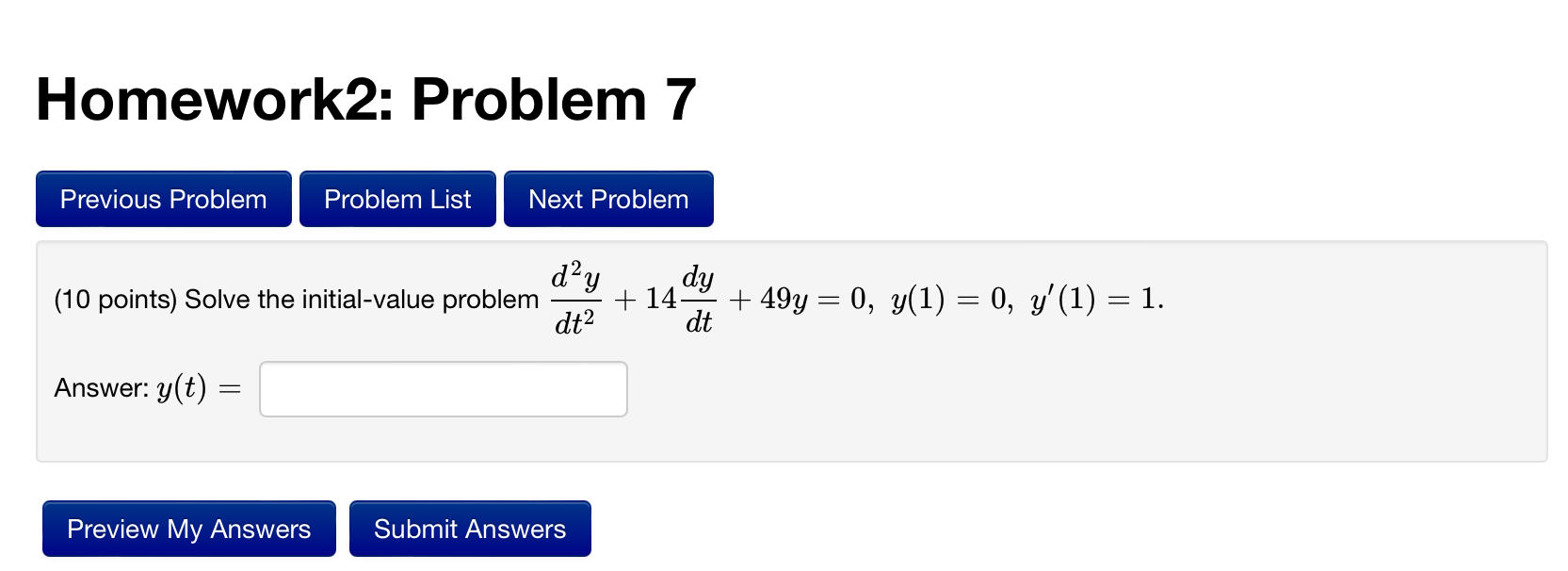 Solved (10 ﻿points) ﻿Solve the initial-value problem | Chegg.com
