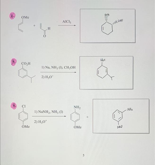 Solved OME OMe AICI: CHO H COH COH 1) Na, NH (1), CH4OH a 2) | Chegg.com