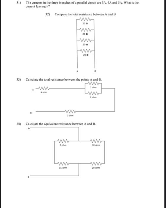 Solved 31) The currents in the three branches of a parallel | Chegg.com