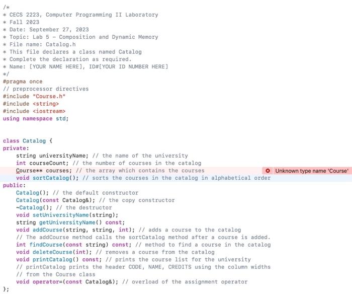 Solved | } else \{ \} void Course: :setNameSize (std: : | Chegg.com