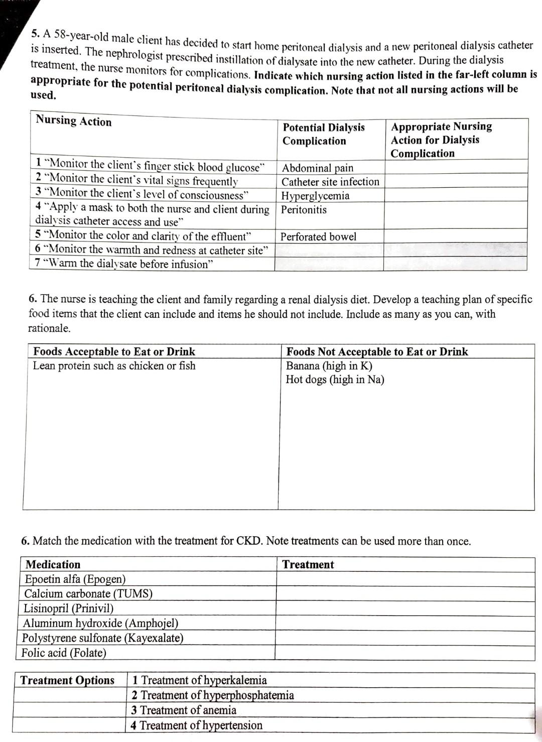 Solved 5. A 58-year-old male client has decided to start | Chegg.com