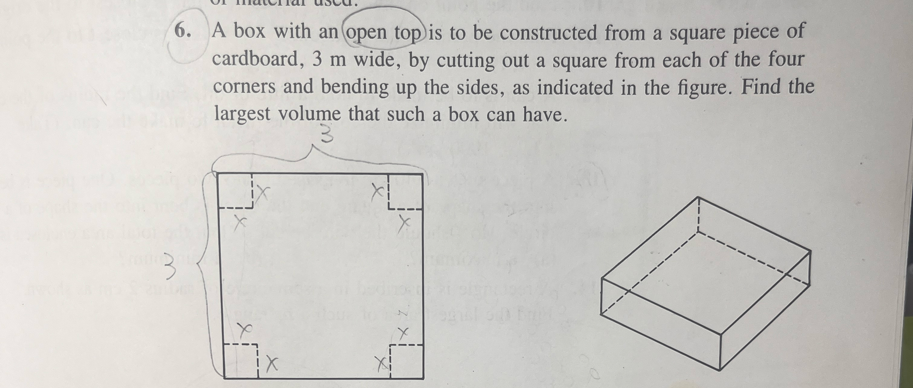 Solved A box with an open top is to be constructed from a | Chegg.com