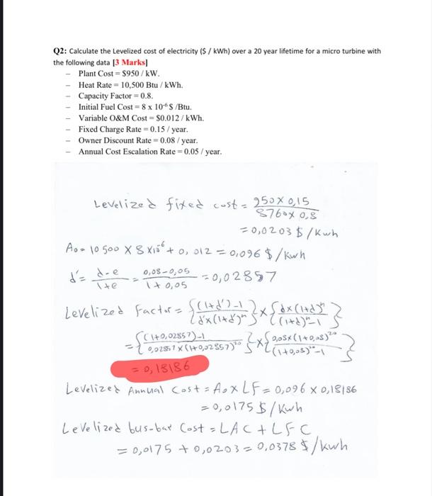 Solved Q2: Calculate the Levelized cost of electricity ( | Chegg.com