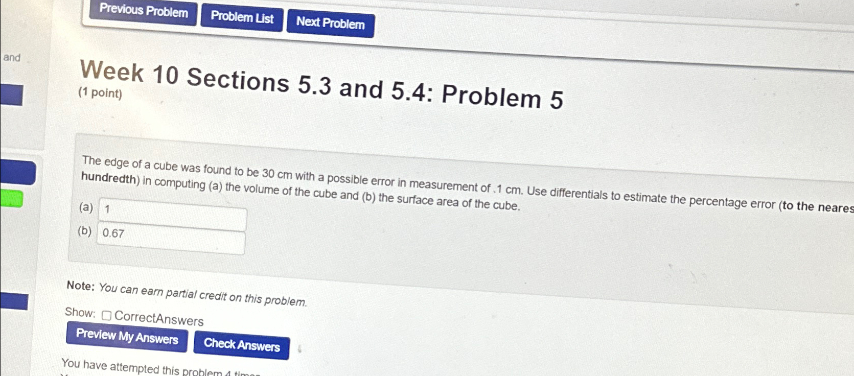 Solved Problem ListWeek 10 ﻿Sections 5.3 ﻿and 5.4: Problem | Chegg.com