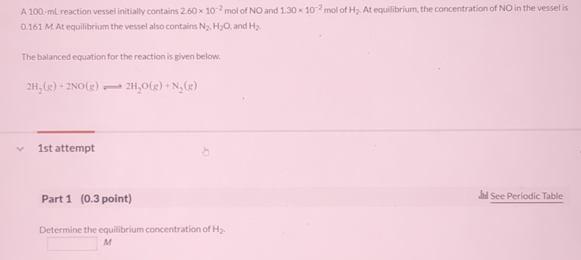 Solved A 100.-mL reaction vessel initially contains | Chegg.com