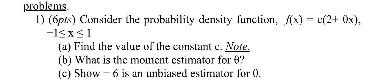 Solved problems.(6pts) ﻿Consider the probability density | Chegg.com