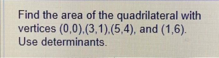 Solved Find the area of the quadrilateral with vertices | Chegg.com