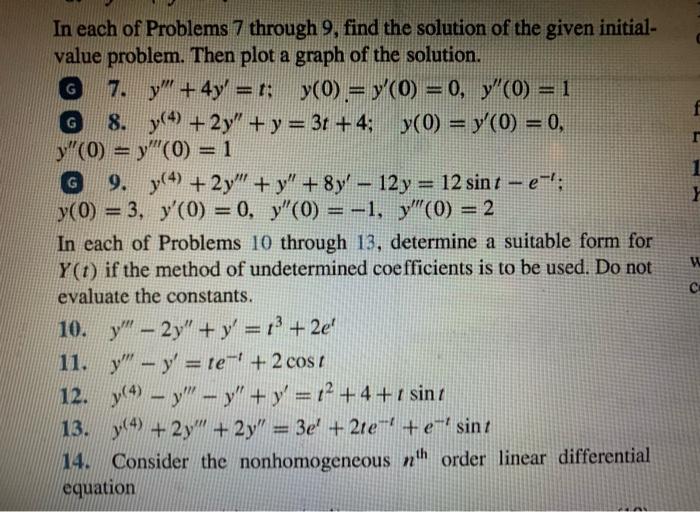 Solved f G 1 In each of Problems 7 through 9, find the | Chegg.com