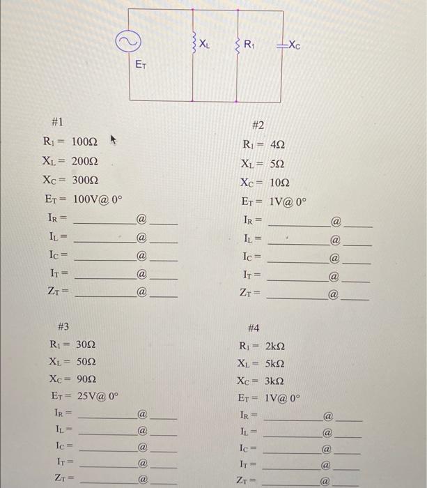 Solved R1=100ΩR1=4ΩXL=200ΩXC=300ΩXL=5ΩET=100 | Chegg.com