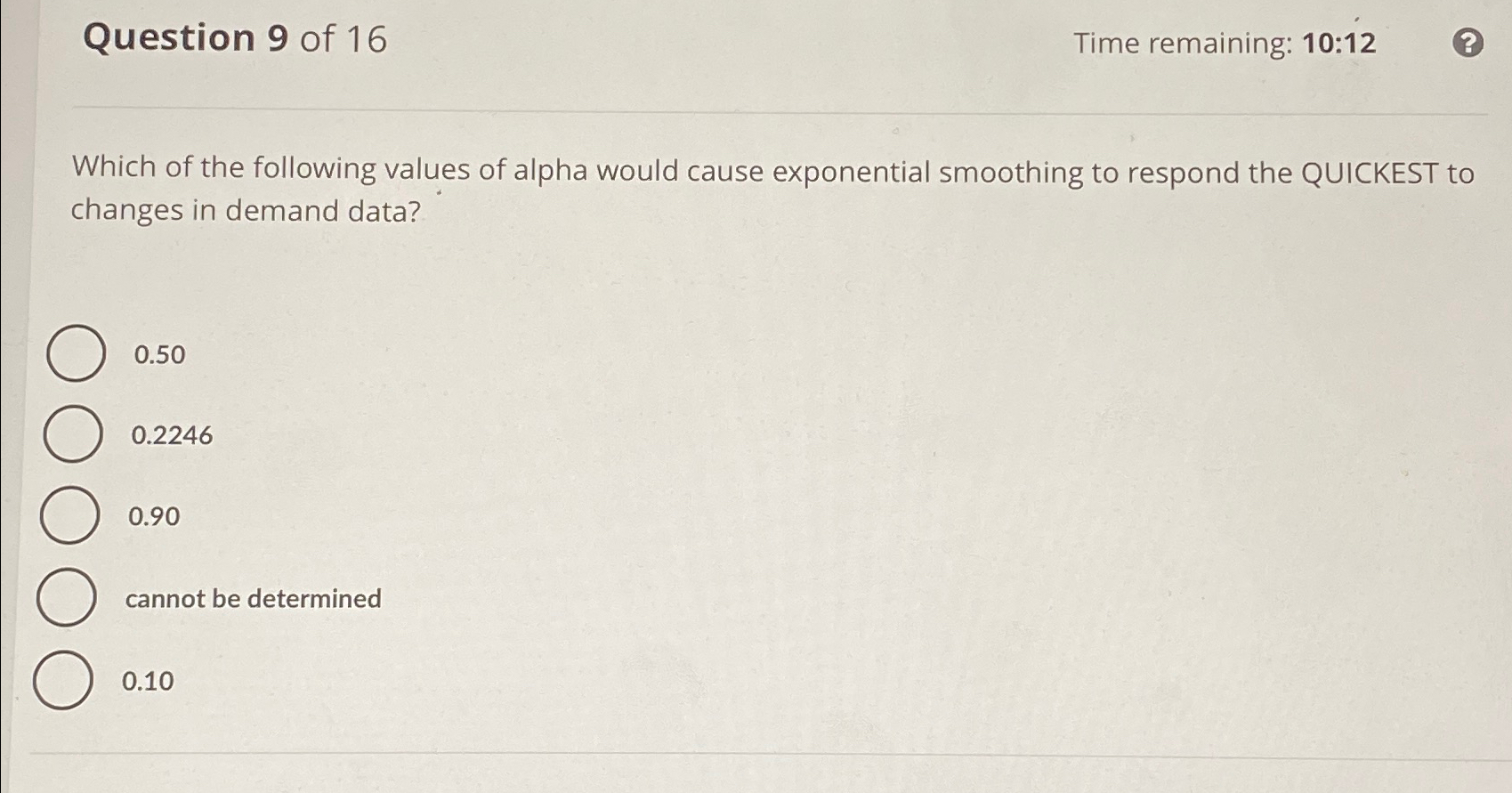 Solved Question 9 ﻿of 16Time remaining: 10:12Which of the | Chegg.com