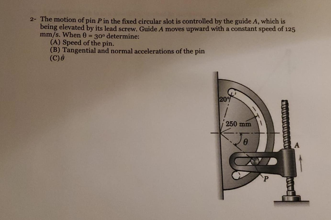 Solved 2- The motion of pin P in the fixed circular slot is | Chegg.com