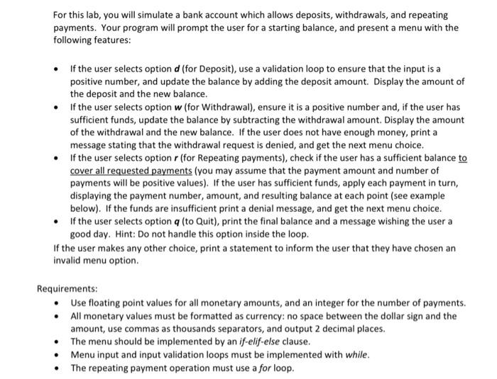 Solved For This Lab You Will Simulate A Bank Account Which 0224