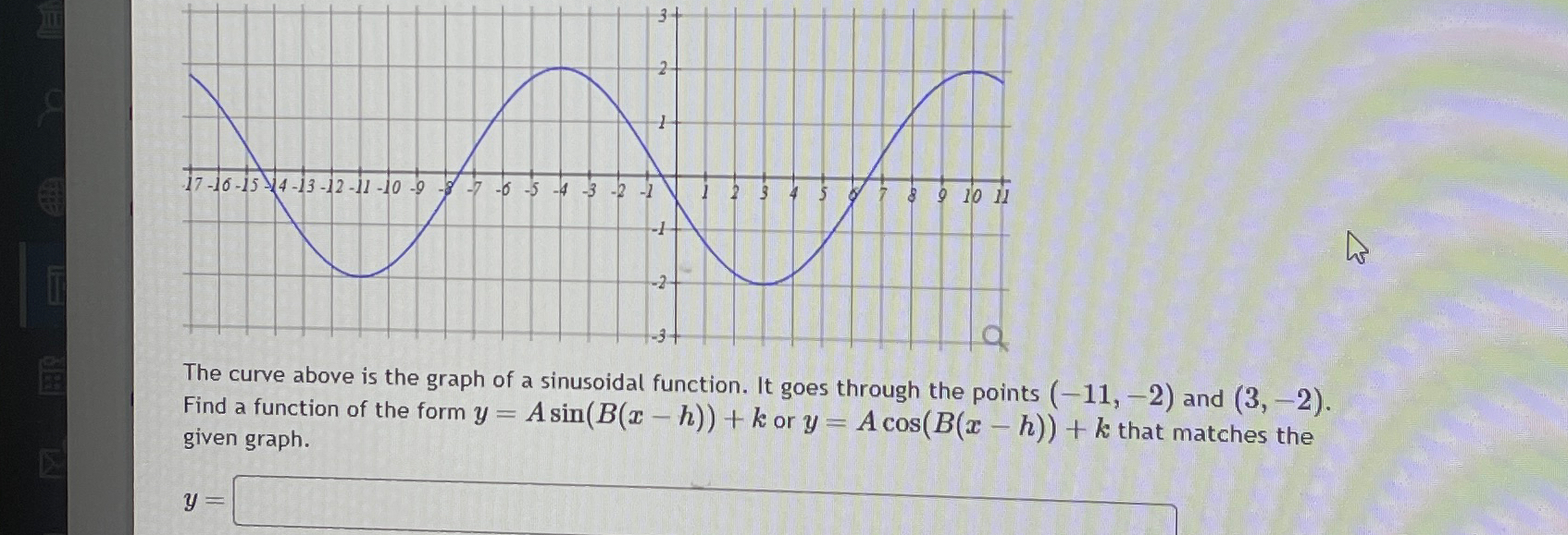 Solved The curve above is the graph of a sinusoidal | Chegg.com