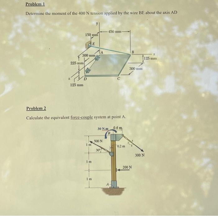 Solved Determine the moment of the 400 N tension applied by | Chegg.com