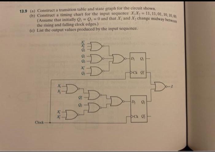 Solved 13.9 (a) Construct a transition table and state graph | Chegg.com