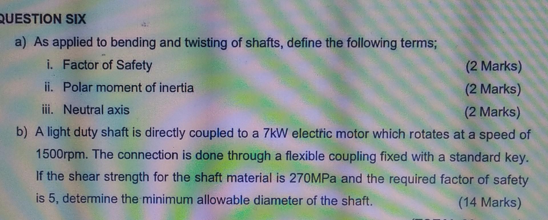 Solved a) As applied to bending and twisting of shafts, | Chegg.com