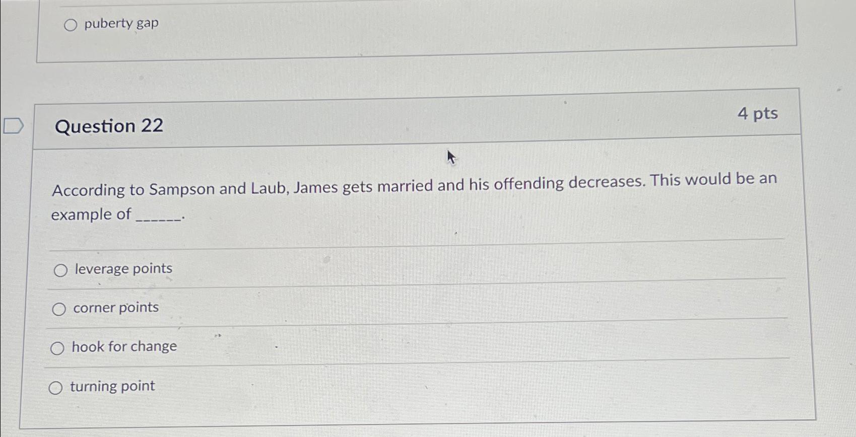 Solved puberty gapQuestion 224 ﻿ptsAccording to Sampson and | Chegg.com