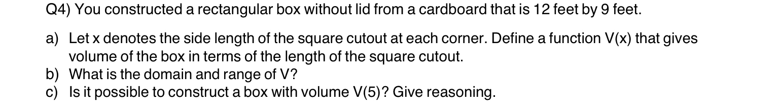 Solved Q4) ﻿You constructed a rectangular box without lid | Chegg.com