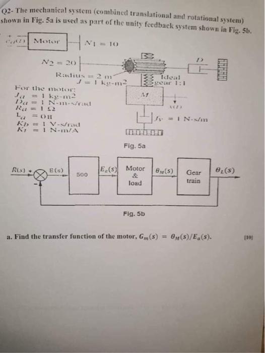 Solved Q2-The mechanical system (combined translational and | Chegg.com