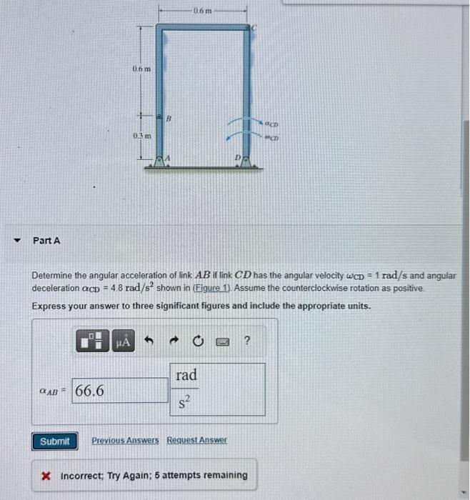 Solved Determine the angular acceleration of link AB if link | Chegg.com